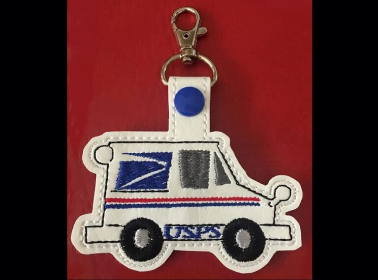 USPS Truck Key Fob – Machine Embroidery Pattern – Whimsy Embroidery