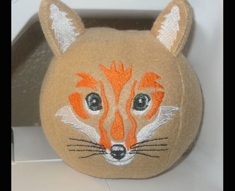 3D Fox Ball – Machine Embroidery Pattern – Whimsy Embroidery